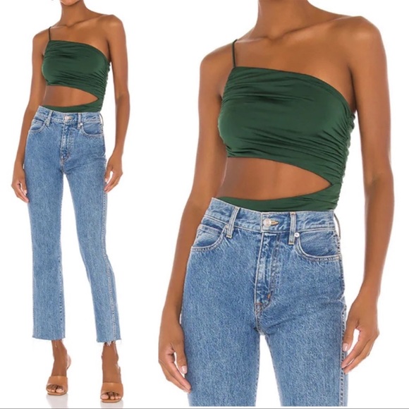 superdown | Tops | Cutout Ruched Hunter Green Bodysuit | Poshmark
